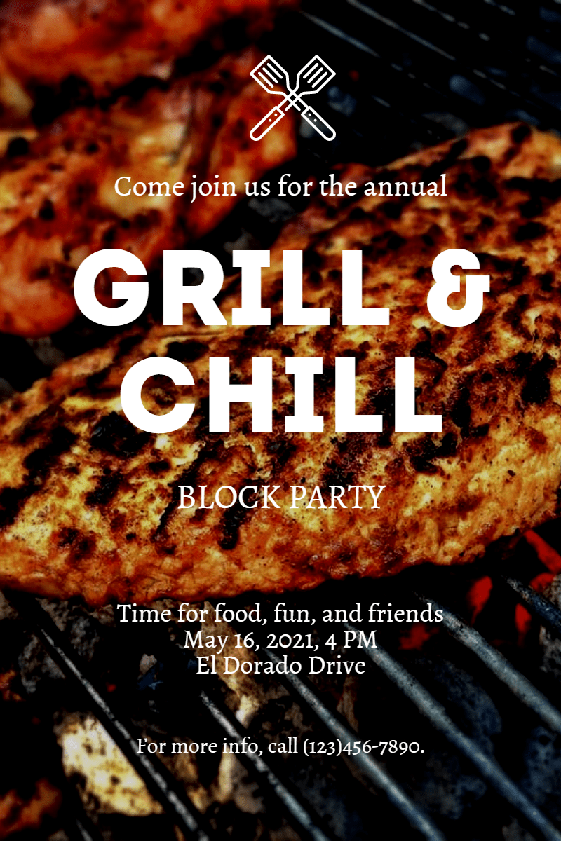 Grill And Chill invitation grill Design Template 110494