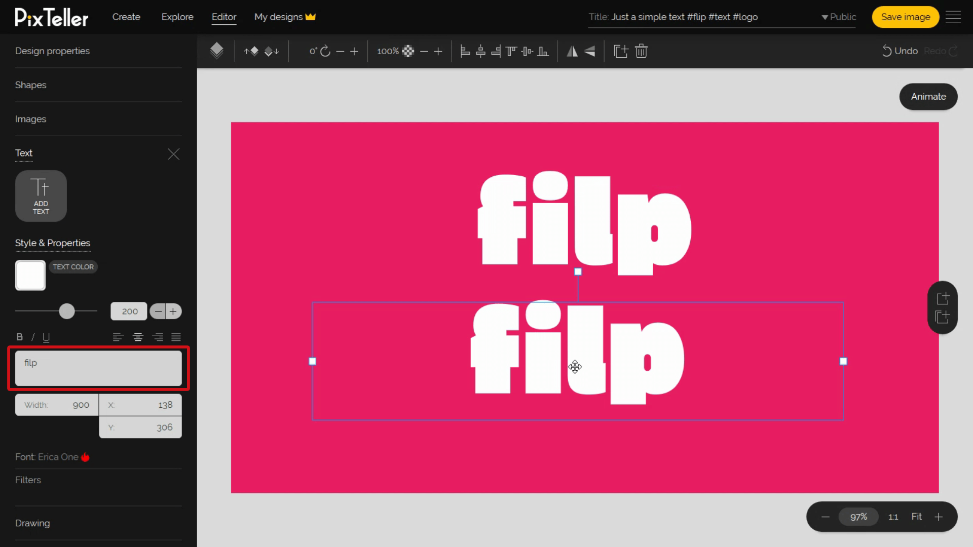 How To Flip Mirror Reflect Objects In PixTeller Editor